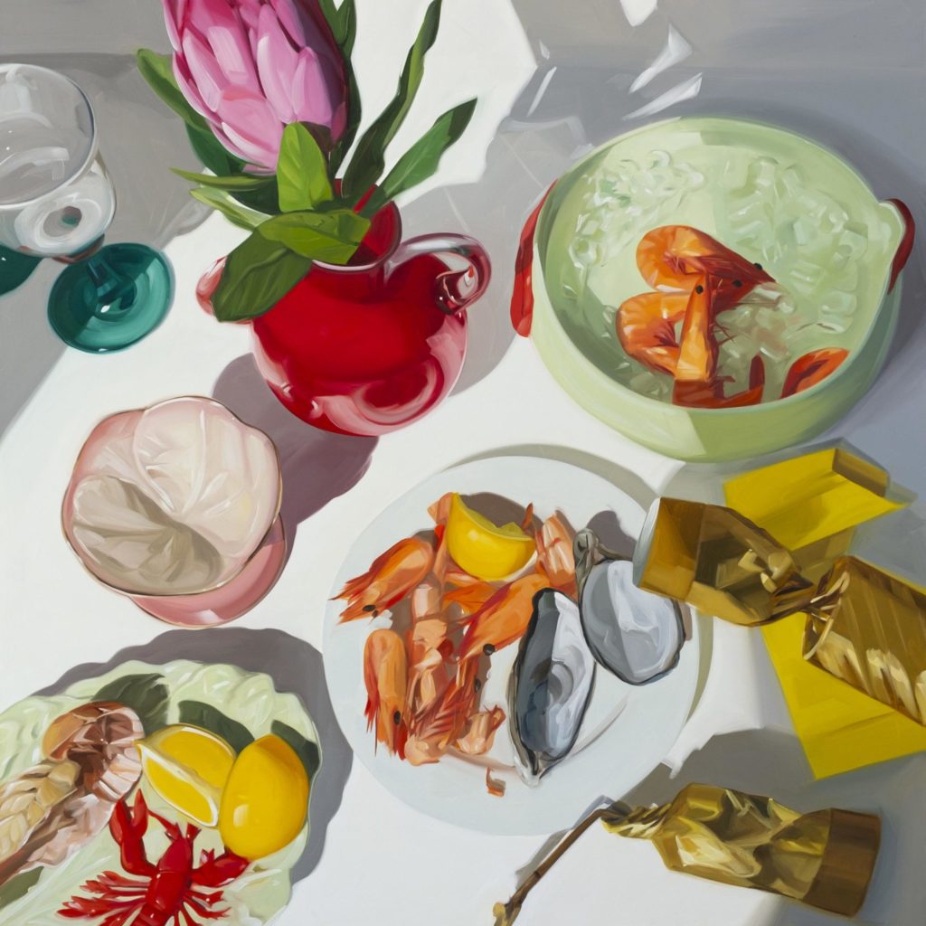 Prawns and Pink Flowers - Michael Reid