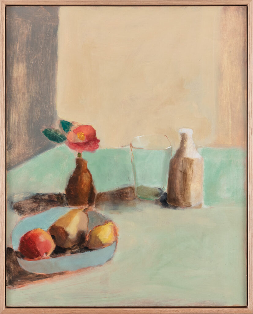 Table with Camellia and Ceramic Bottle - Michael Reid