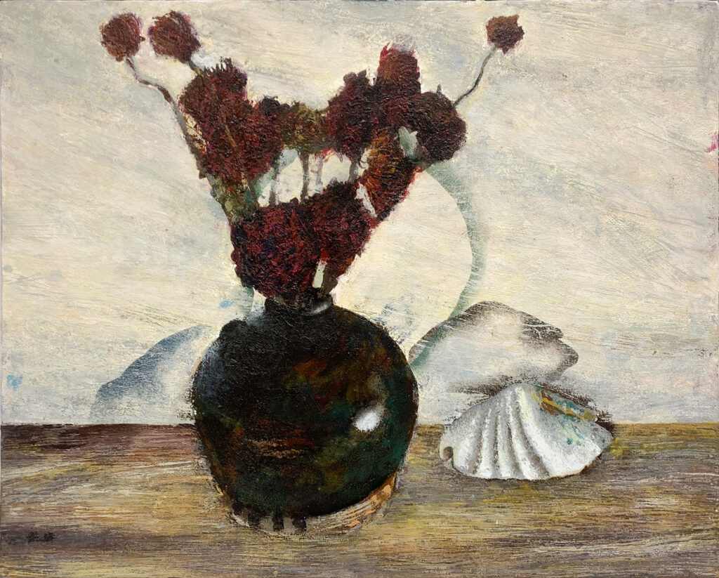 Dried dahlias with shell - Michael Reid Southern Highlands